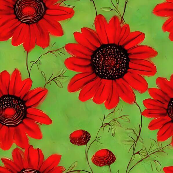 Download Seamless Pattern of Red Daisies on Green Background Patterns ...