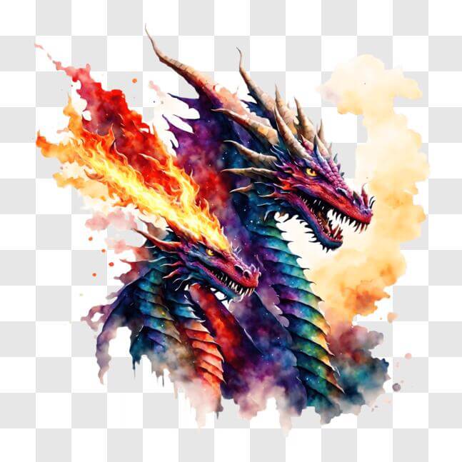 Download Colorful Dragons Artwork on Black Background PNGs Online ...