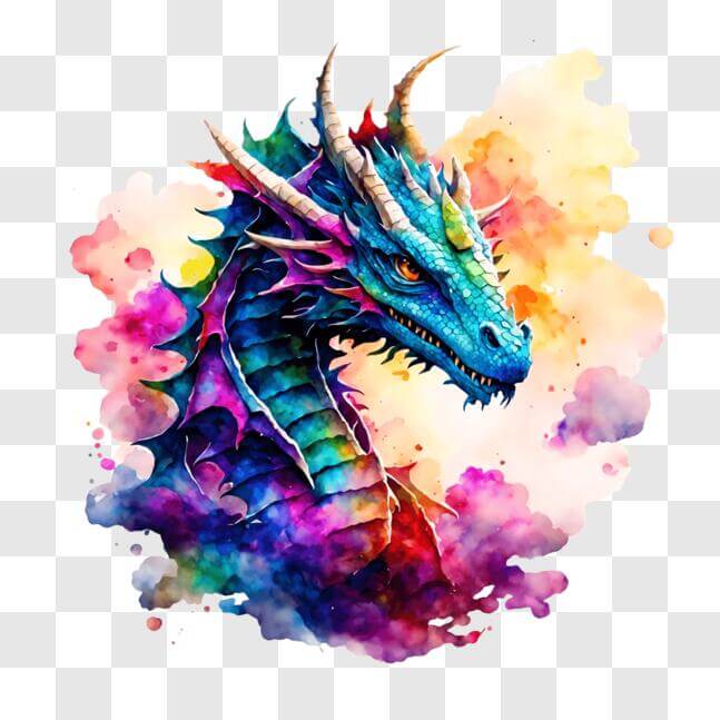 Download Colorful Dragon Head Art Print PNGs Online - Creative Fabrica