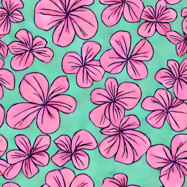 Download Seamless Pink Heart Flowers Pattern on Green Background ...
