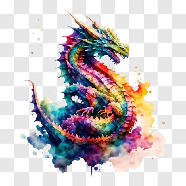 Download Colorful Dragon Abstract Design on Watercolor Background PNGs ...
