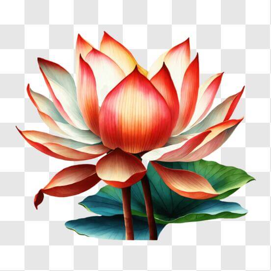 Download Red and Orange Lotus Flower Blooming on Black Background PNGs ...