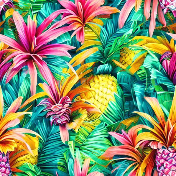 Download Colorful Tropical Pattern with Pineapples and Palm Trees ...