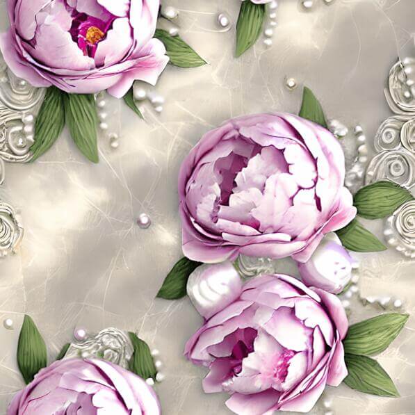 Download Pink Peony Flower Pattern with Pearls and Beads Patterns ...