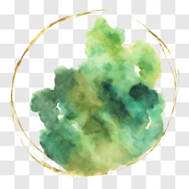 Download Green Watercolor Abstract Circle with Gold Lettering PNGs Online - Creative Fabrica