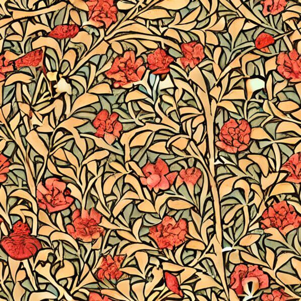 Download Vintage Wallpaper with Red Flowers and Leaves by William ...