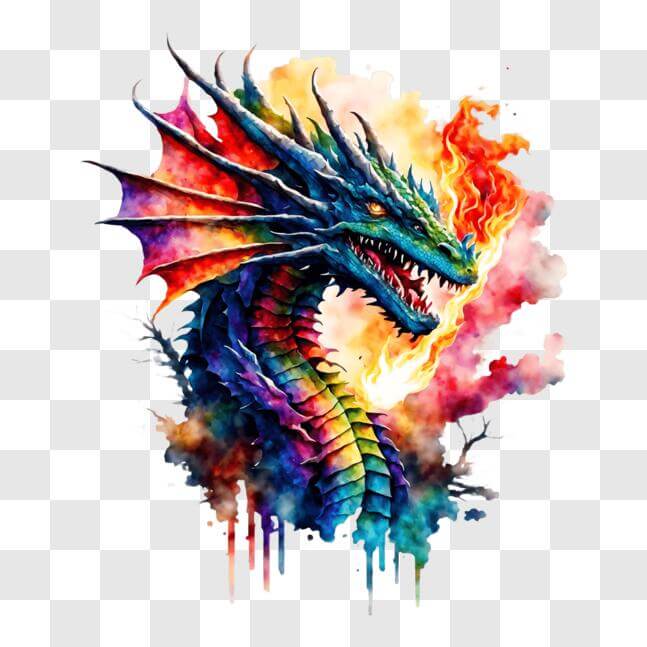 Download Colorful Dragon Head with Fire Dripping PNGs Online - Creative ...