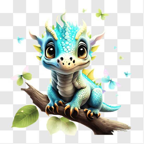 Download Colorful Dragon Sitting on Flowers PNGs Online - Creative Fabrica
