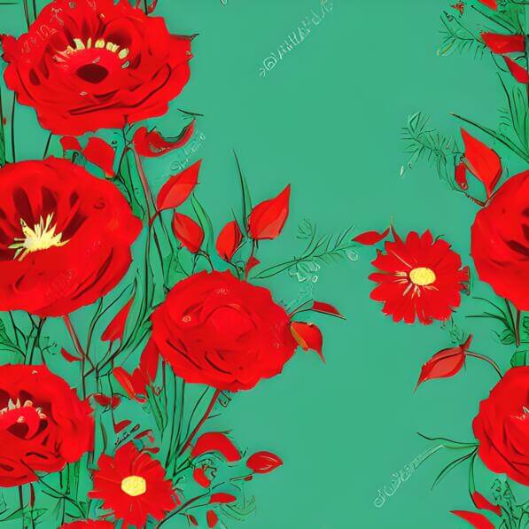 Download Seamless Floral Pattern of Red Poppies and Green Leaves ...