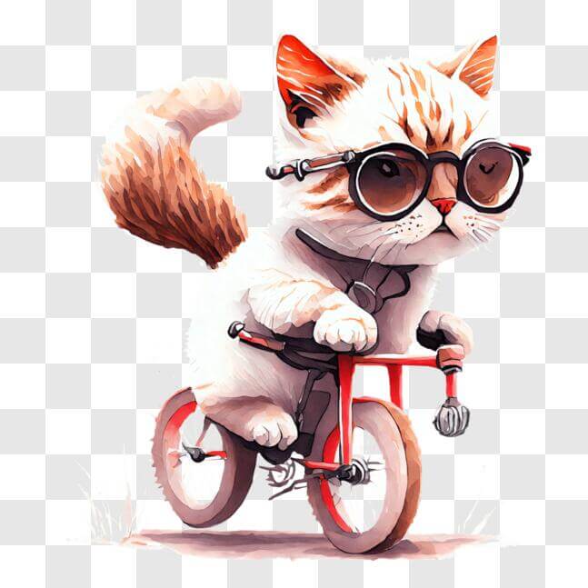 Download Adorable Cat Riding a Bicycle PNGs Online - Creative Fabrica