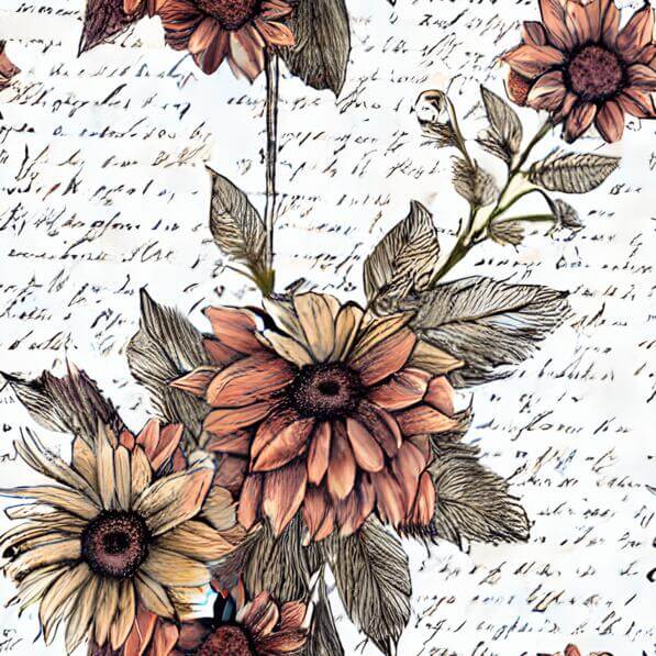 Download Seamless flower and leaf pattern on handwritten letter ...