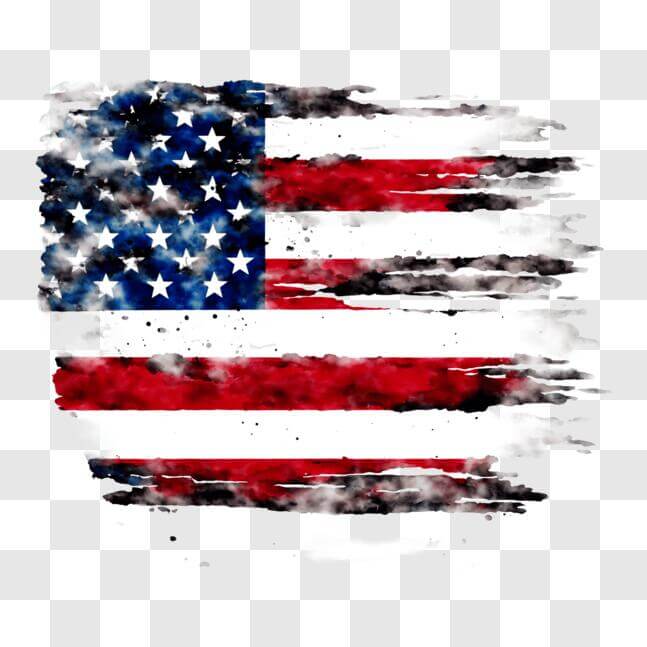 Download Grungy American Flag with Paint PNGs Online - Creative Fabrica
