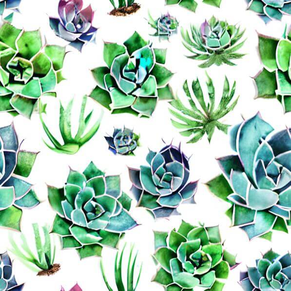 Download Seamless Watercolor Succulent Pattern on White Background ...