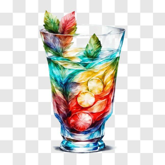 Download Colorful Drinks in a Glass with Garnishes PNGs Online ...