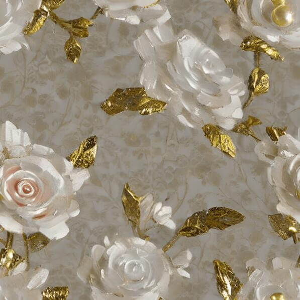 Download Seamless White Roses Pattern with Gold Leaves and Pearls ...