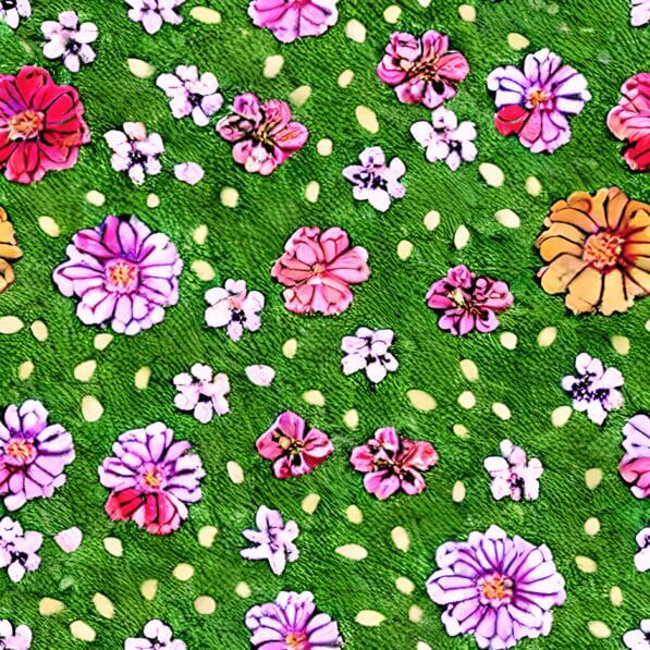 Download Green Fabric with Pink and Purple Flowers Patterns Online ...