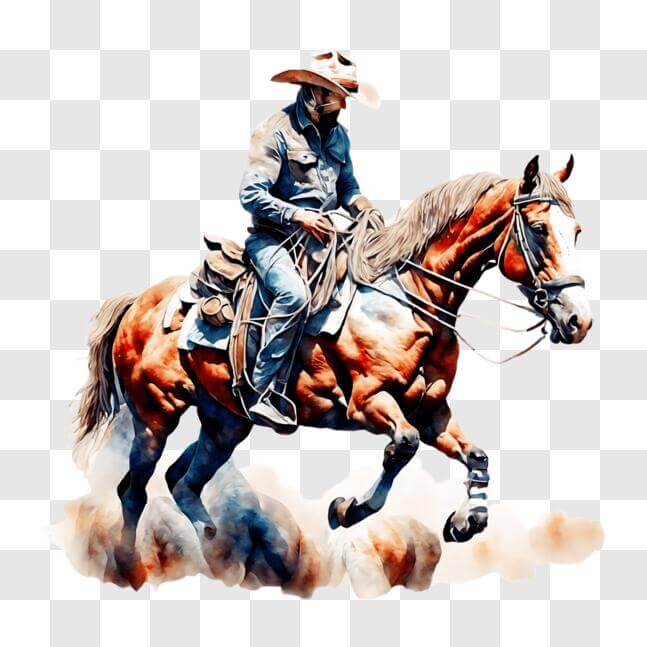 Download Cowboy Riding on Horseback in a Rodeo PNGs Online - Creative ...