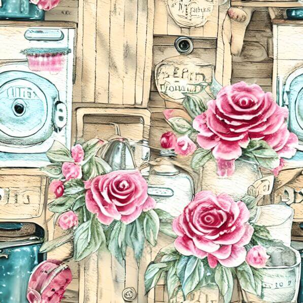 Download Pink Roses and Household Appliances Seamless Pattern Patterns ...