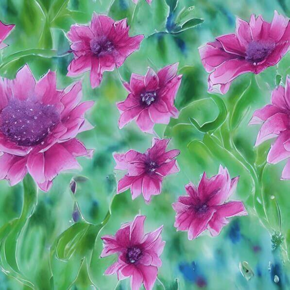 Download Beautiful Painting of Pink Flowers on Green Grass Patterns ...