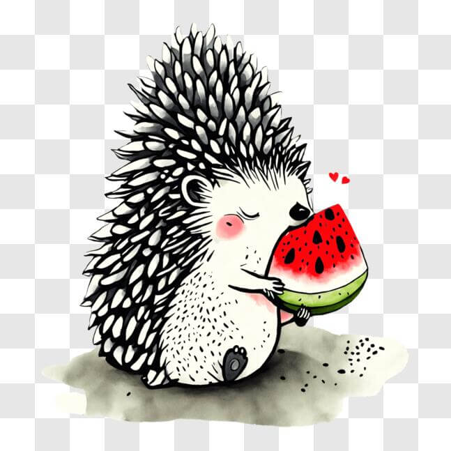 Download Cute Hedgehog Eating Watermelon - Nature and Animals Artwork ...