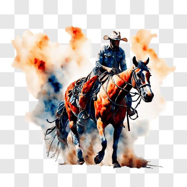 Download Colorful Cowboy Riding Horse with Smoke PNGs Online - Creative ...