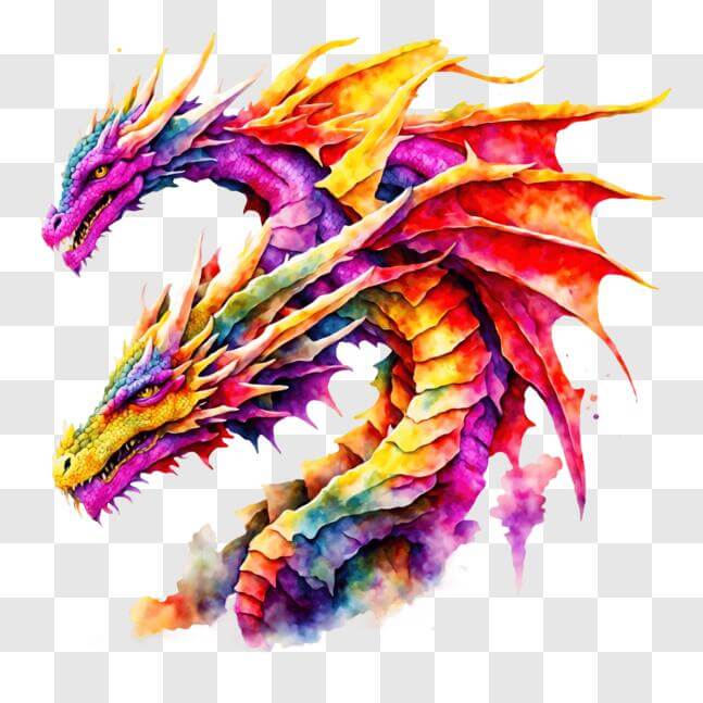 Download Two Colorful Dragons Sitting on Top of Each Other PNGs Online ...