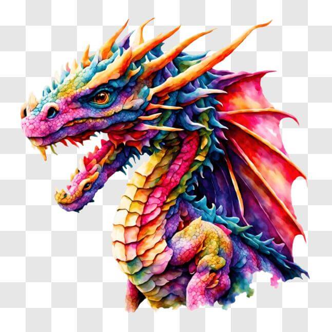 Download Colorful Dragon Head Artwork PNGs Online - Creative Fabrica