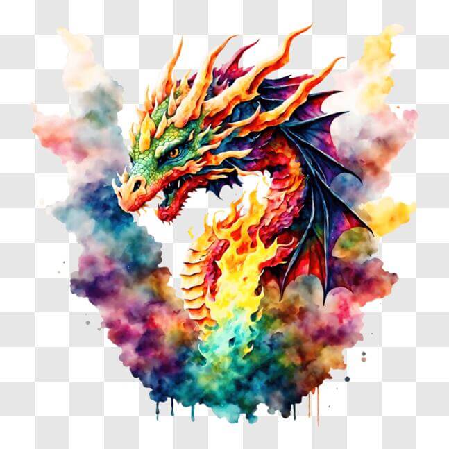 Download Colorful Dragon with Smoke - Abstract Art PNGs Online ...
