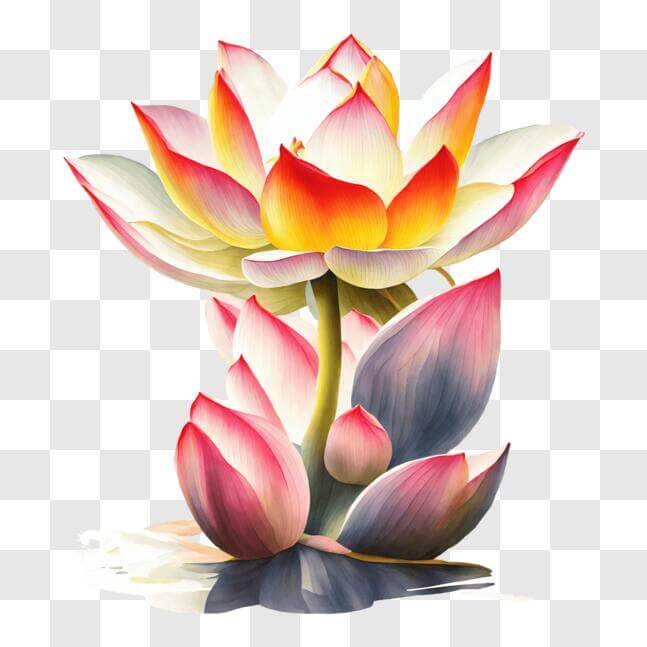 Download Pink and White Lotus Flower Floating in Water PNGs Online ...