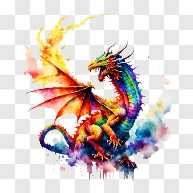 Download Colorful Dragon in Flight PNGs Online - Creative Fabrica