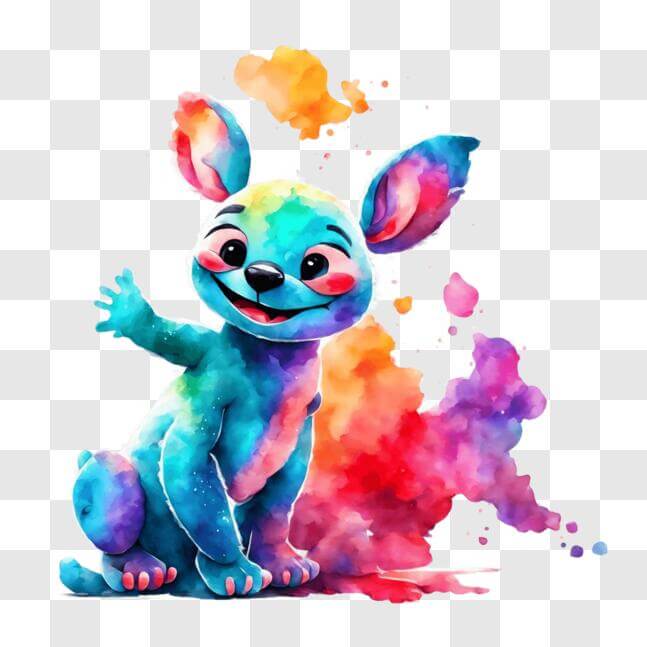 Download Colorful Cartoon Dog with Paint Splashes PNG Online - Creative ...