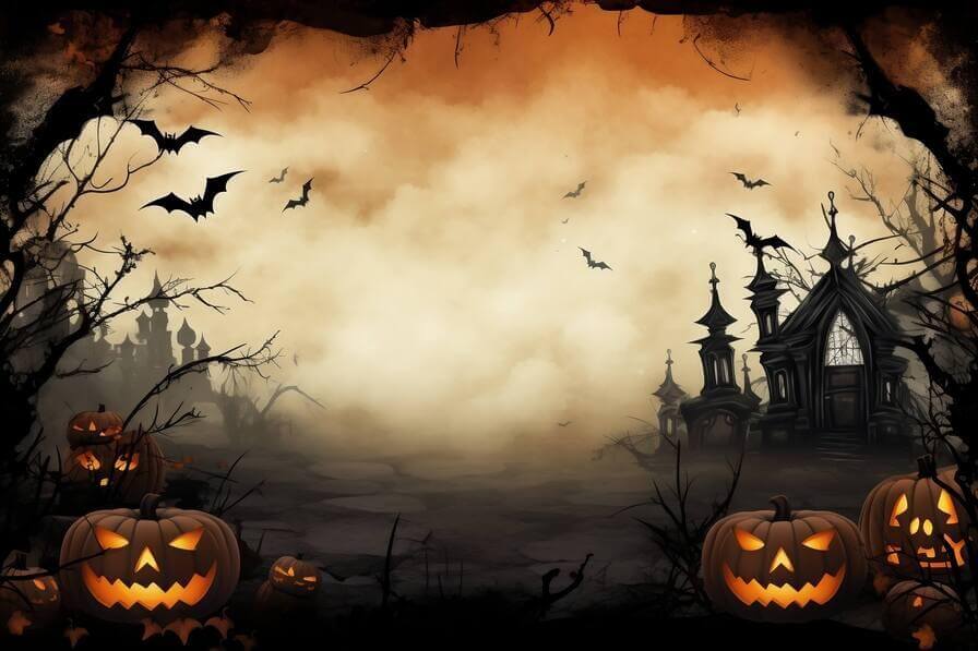 Download Spooky Halloween Castle with Pumpkins and Bats Backgrounds ...