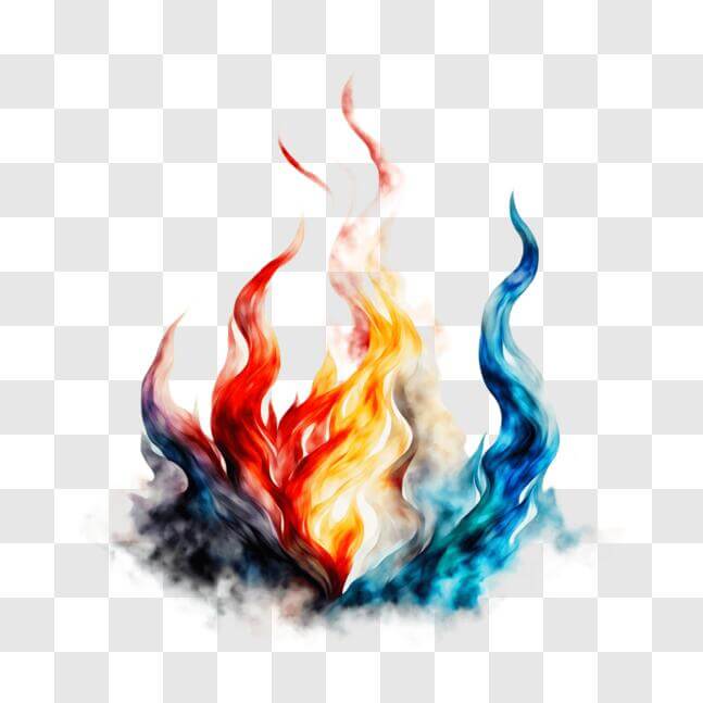 Download Colorful Fire with Red, Blue, and Yellow Flames PNGs Online ...
