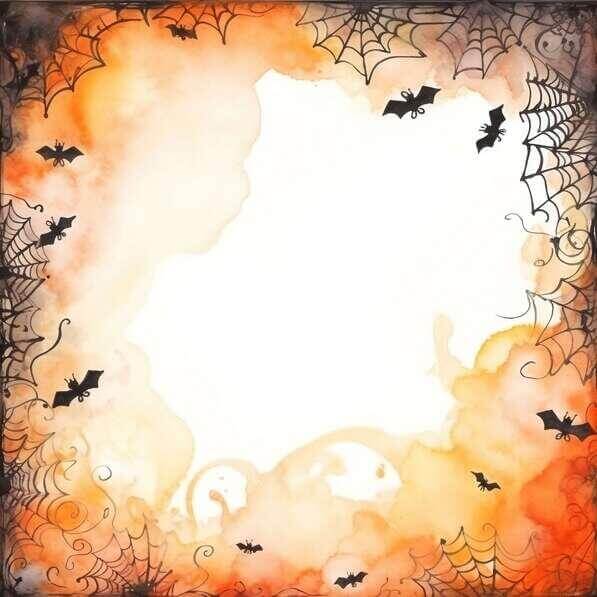 Download Halloween Watercolor Frame with Bats and Webs Backgrounds ...