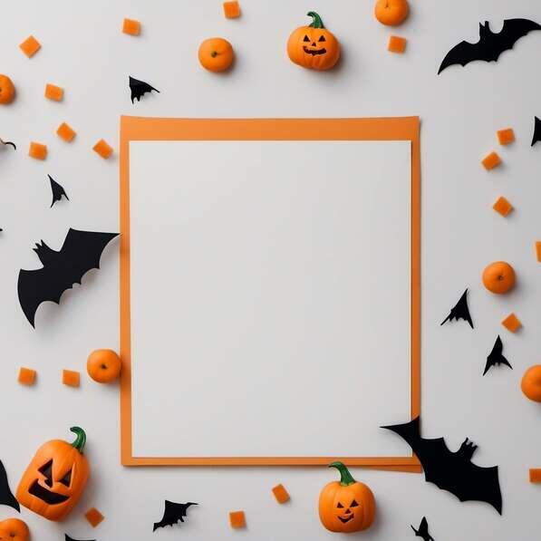 Download Halloween-themed White Background with Pumpkins and Bats ...