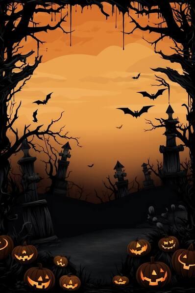 Download Halloween Scene with Pumpkins and Spooky Elements Backgrounds ...