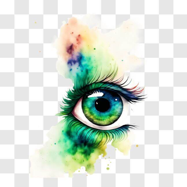 Download Colorful Eye with Long Green Lashes PNGs Online - Creative Fabrica