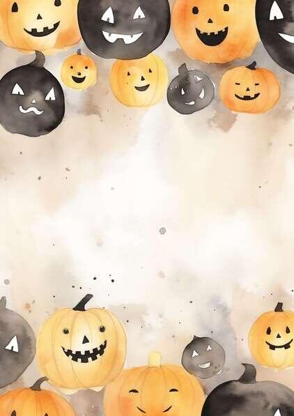 Download Colorful Pumpkins Watercolor Background for Halloween ...