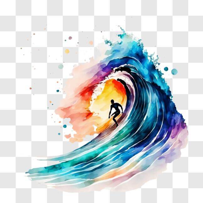 Download Colorful Surfer Riding Waves PNGs Online - Creative Fabrica