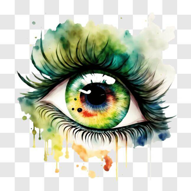 Download Colorful Eye with Dripping Paint on Abstract Background PNGs ...