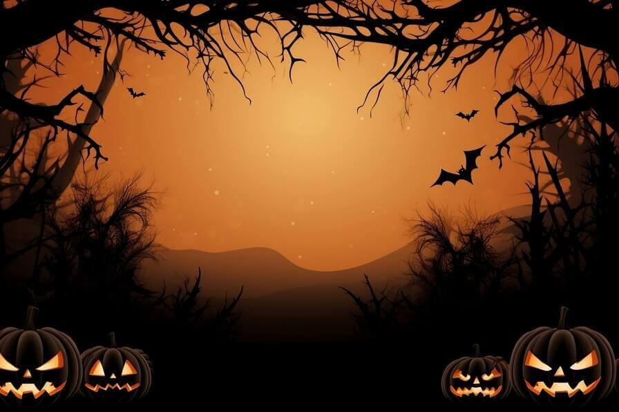 Download Dark Halloween Background with Pumpkins and Bats Backgrounds ...