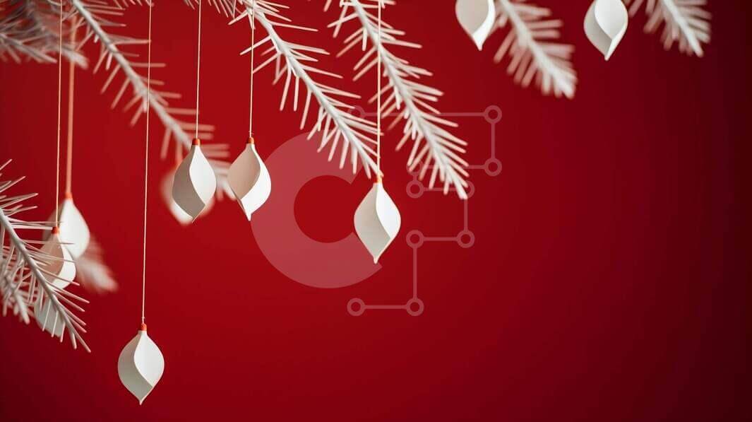 Festive Tree Branch with Hanging Paper Ornaments stock photo | Creative ...