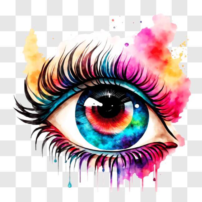 Download Eye with Colorful Dripping Paint PNGs Online - Creative Fabrica