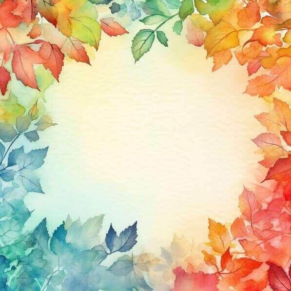 Download Watercolor Autumn Leaf Background with Colorful Leaves Frame ...