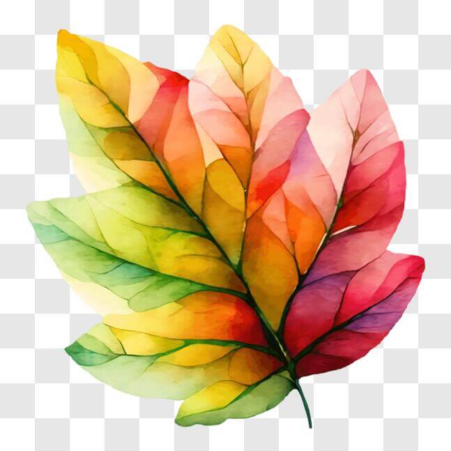 Download Colorful Watercolor Painted Leaf PNGs Online - Creative Fabrica