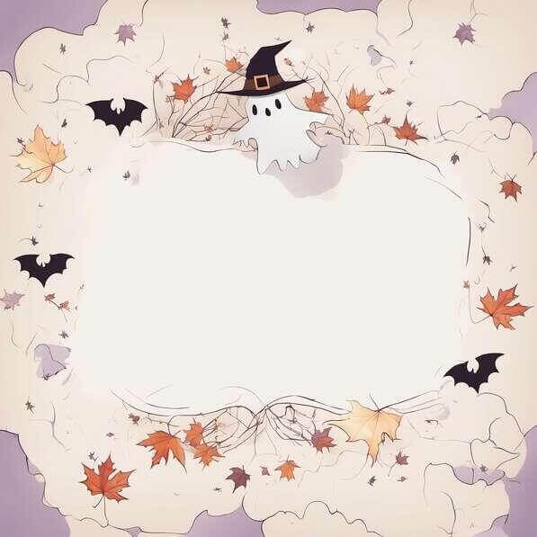 Download Halloween Frame with Ghost, Leaves, and Pumpkins Backgrounds ...