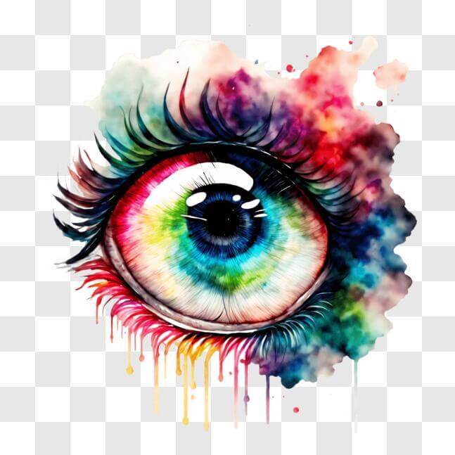 Download Colorful Eye with Dripping Paint PNGs Online - Creative Fabrica