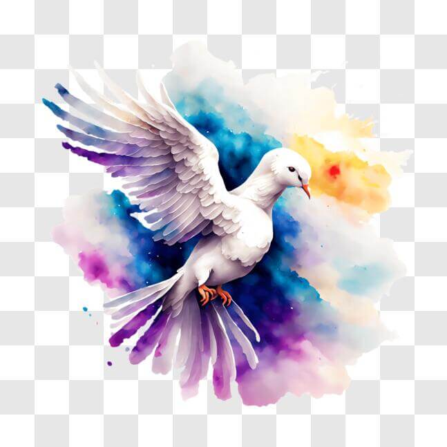 Download White Dove in Watercolor Abstract Background PNGs Online ...
