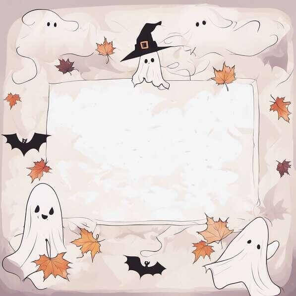 Download Halloween Frame with Ghosts, Leaves, and Pumpkins Backgrounds ...