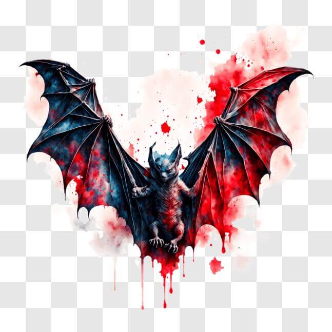 Download Red and Black Bat with Blood Splatters PNGs Online - Creative ...